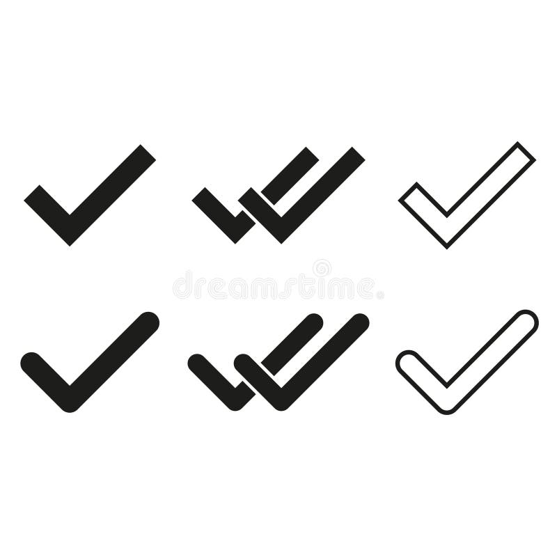 Checkmark Icons Collection. Black Vector Symbols. Simple Check Icons ...