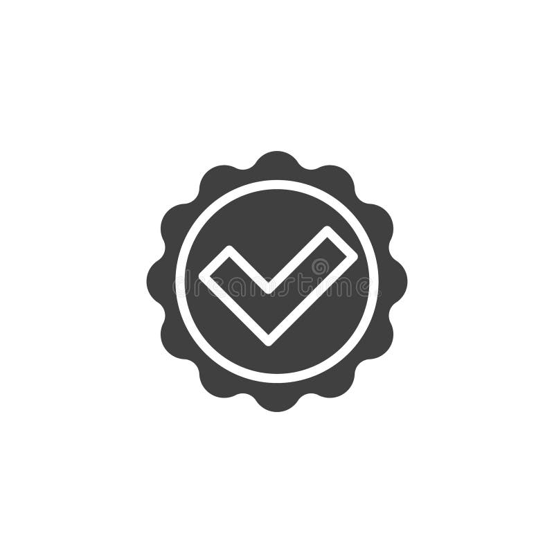 Checkmark Inside a Badge Vector Icon Stock Vector - Illustration of ...