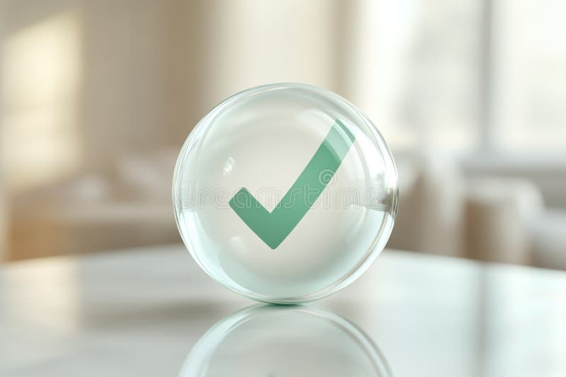 Checkmark Inside Hollow Glass Globe Stock Photo - Image of confirmed ...
