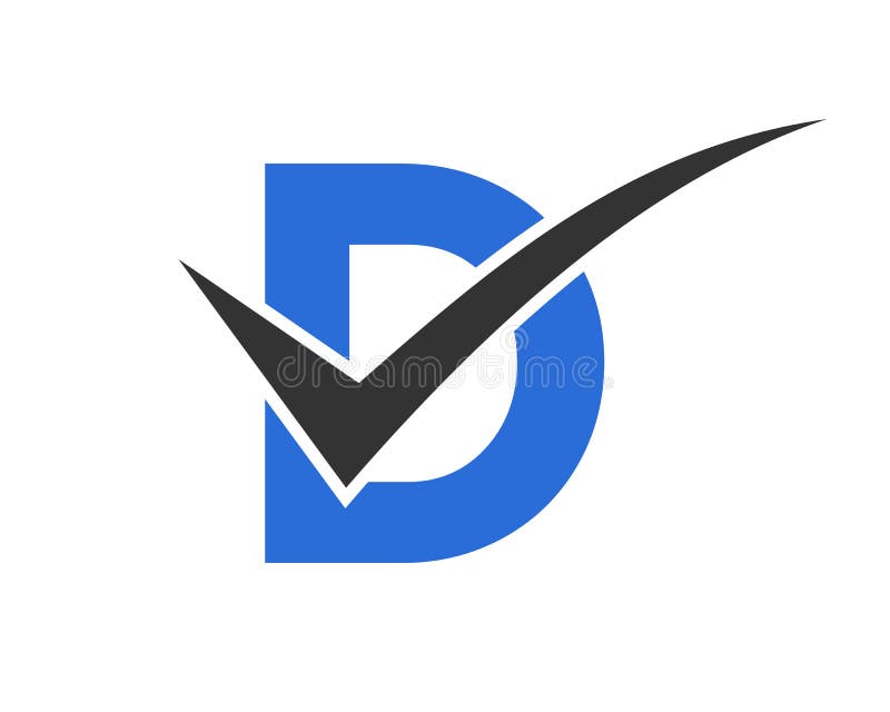 Checkmark Logo on Letter D Vector Template. Letter D Check Mark ...