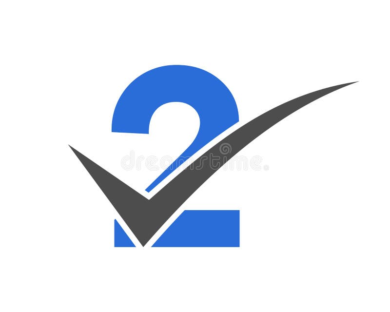Checkmark Logo on Letter 2 Vector Template. Letter 2 Check Mark ...