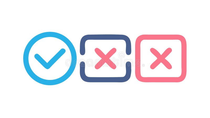 Checkmark and X Marks Flat Icon for Voting or Status, Vector Design ...