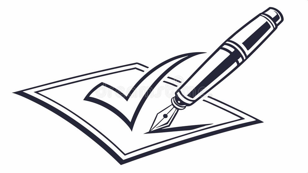 Checkmark and Pen, Representing Approval, Confirmation, and Task ...