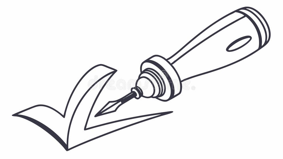 Checkmark with Pen Vector Illustration, Task Completion and Approval ...