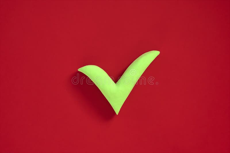 Checkmark Sign on Red Background. Concept of Well Done, Confirmation or ...