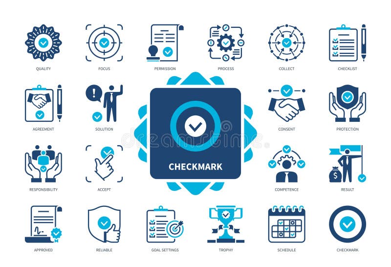 Checkmark solid icon set stock vector. Illustration of vector - 289035174