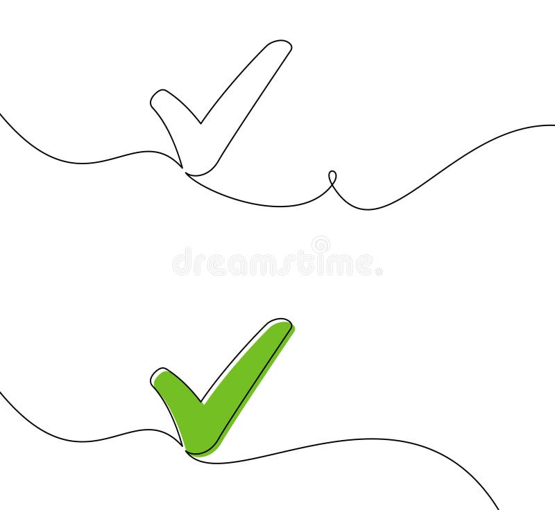 Checkmark Symbol in Continuous Line Design Stock Vector - Illustration ...