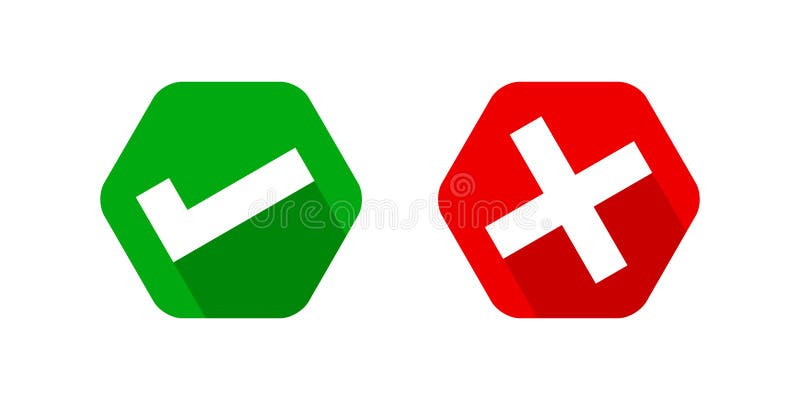 Checkmark and X or Tick Confirm Icon, Check Mark Choice Symbol ...