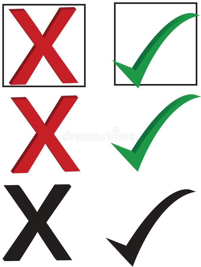 Checkmark and X stock vector. Illustration of mark, white - 6817068