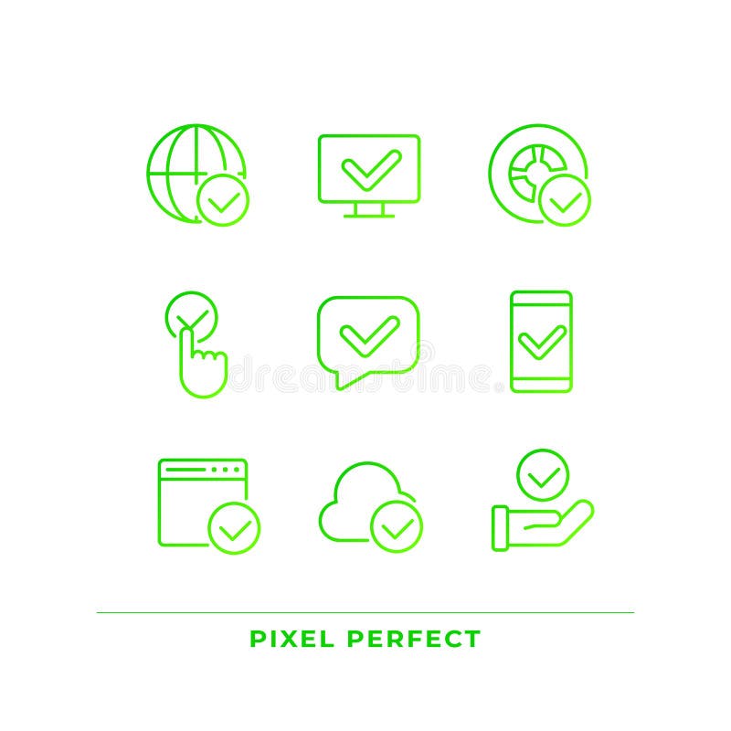 Checkmarks in Communication Pixel Perfect Gradient Linear Vector Icons ...
