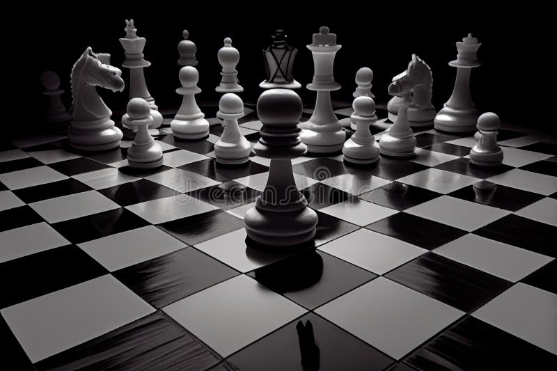 Checkmate in One Move, with Black and White Pieces of Chessboard ...