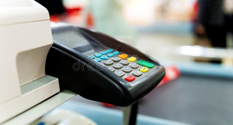 Checkout Counter with Terminal Stock Photo - Image of cash, charge ...