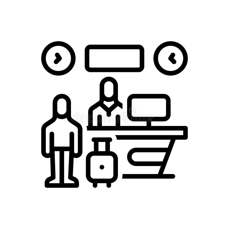 Black Line Icon for Checkout, Reception and Trolley Stock Vector ...