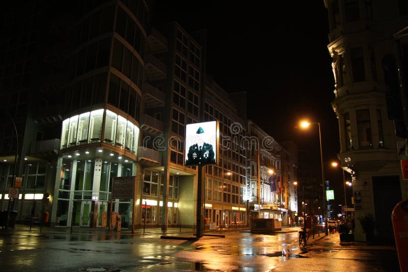 Checkpoint Charlie in Berlin at Night Editorial Image - Image of ...