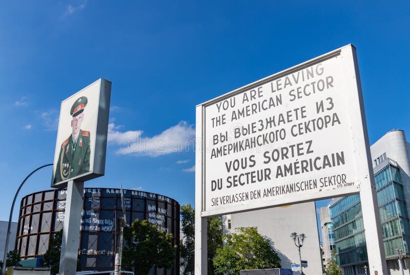 Checkpoint Charlie Sign editorial photography. Image of history - 301210462
