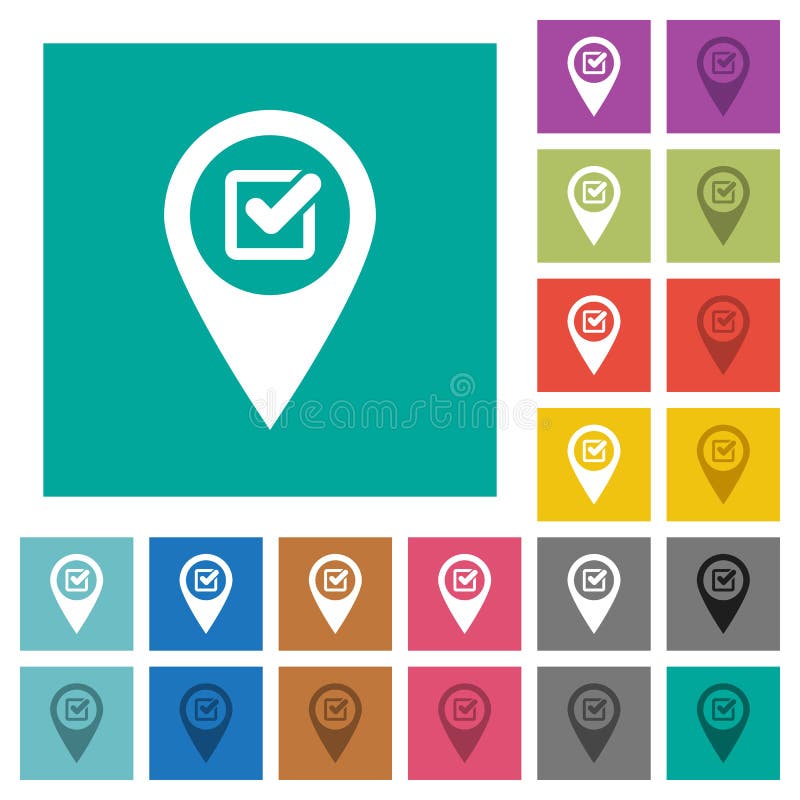 Checkpoint GPS Map Location Square Flat Multi Colored Icons Stock ...