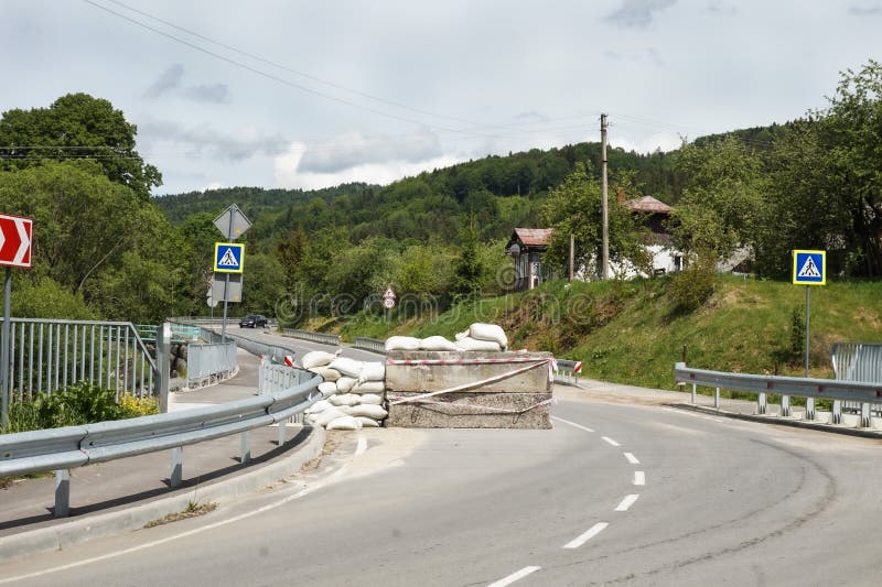 Checkpoint on the Road of Ukraine during the War. Stock Image - Image ...