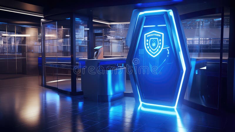 Checkpoint Security Shield Blue Stock Illustration - Illustration of ...