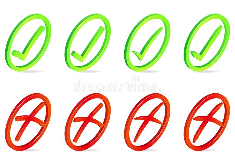 Checks and cross mark icon stock vector. Illustration of label - 200519968