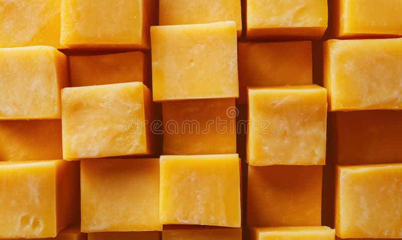 Cheddar Cheese Cubes Stacked, Vibrant Yellow Color, Smooth Texture ...