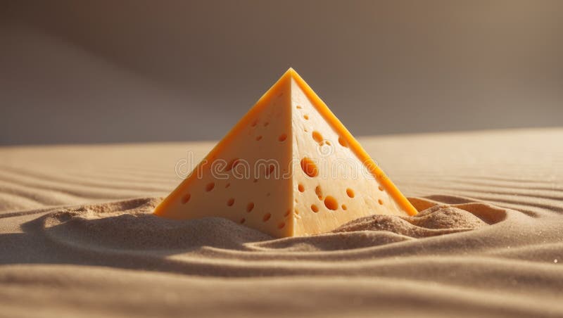 A Cheddar Cheese Pyramid Standing on a Sand Surface Stock Photo - Image ...