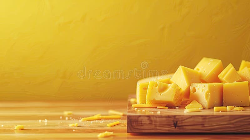 Cheddar Cheese Slices Arranged on a Wooden Board, with Ample Empty ...