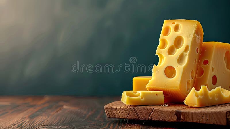 Cheddar Cheese Slices Arranged on a Wooden Board, with Ample Empty ...