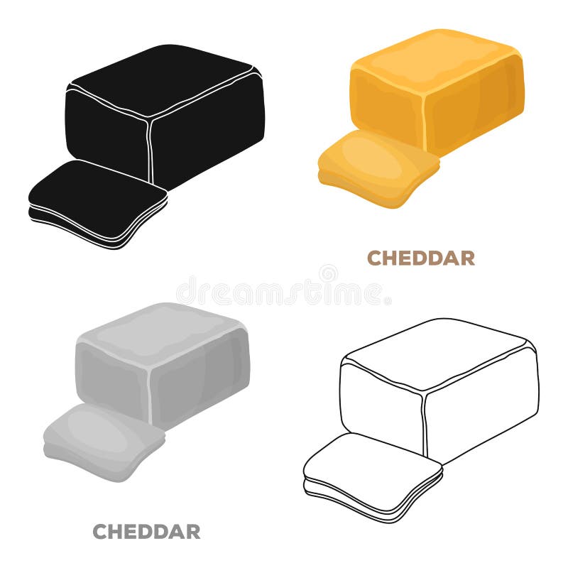 Cheddar.Different Kinds of Cheese Single Icon in Cartoon Style Vector ...