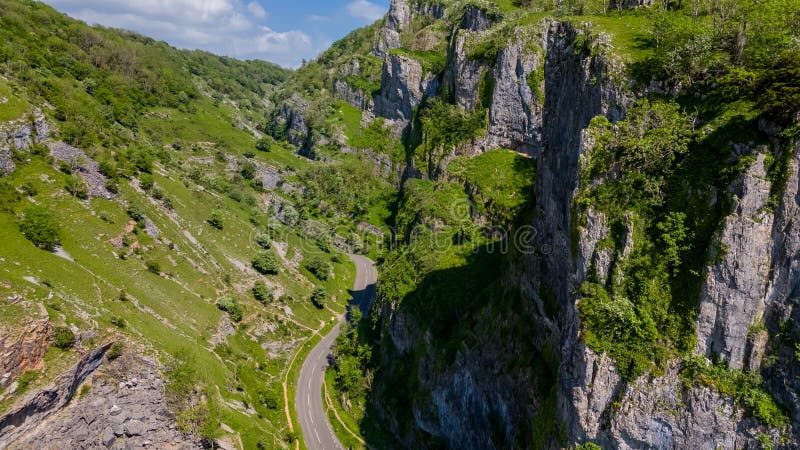 Cheddar Gorge View from a Drone Stock Image - Image of grass, location ...
