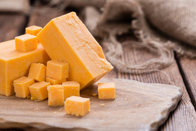 Cheddar Cheese Cut into Cubes. Stock Photo - Image of hard, snack: 23228932