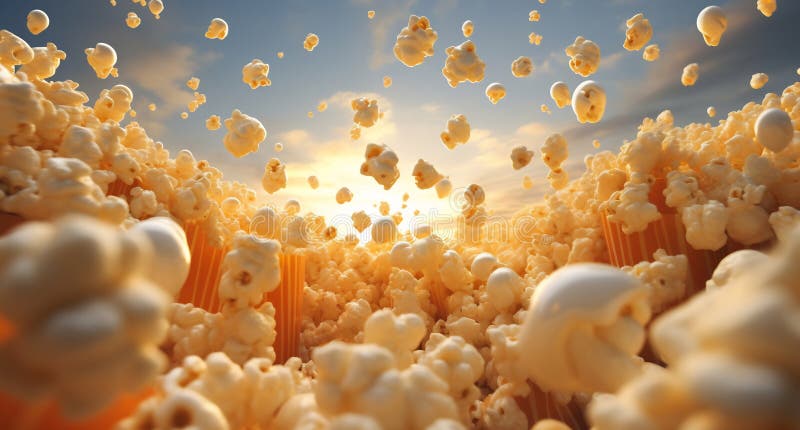 Cheddar Popcorn Explosion in the Dark Stock Photo - Image of tasty ...