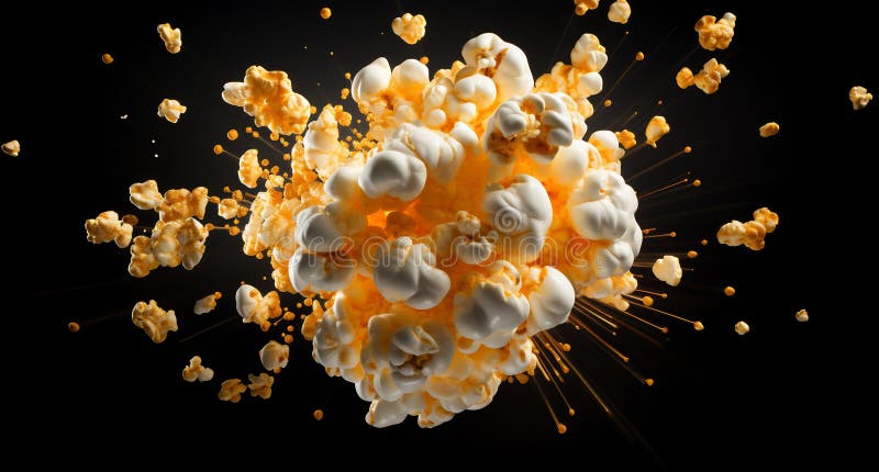Cheddar Popcorn Explosion in the Dark Stock Photo - Image of delicious ...