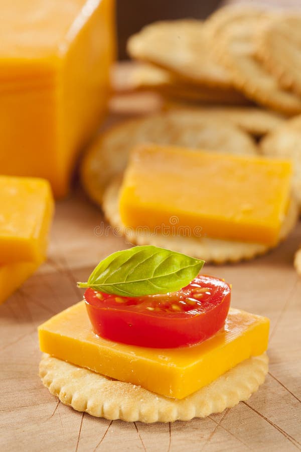 Chedder Cheese and Cracker Appetizer Stock Photo - Image of closeup ...