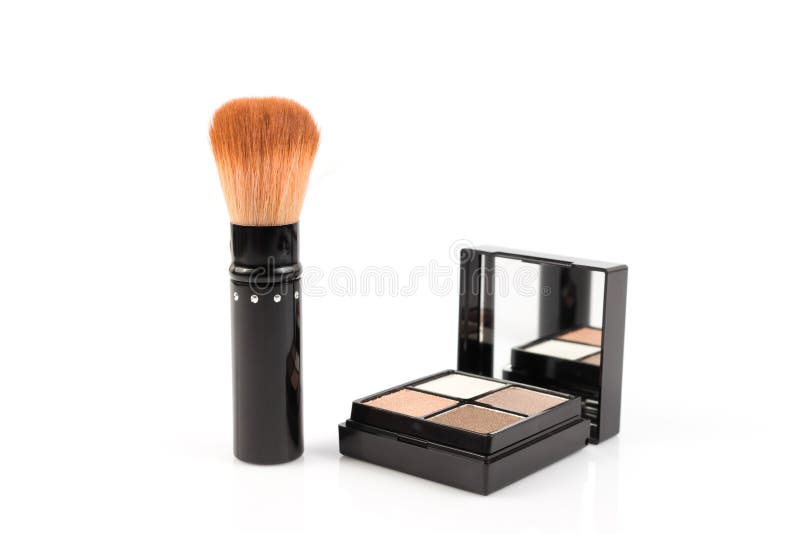 Cheek Brush and Eye Shadow on White Stock Photo - Image of color ...