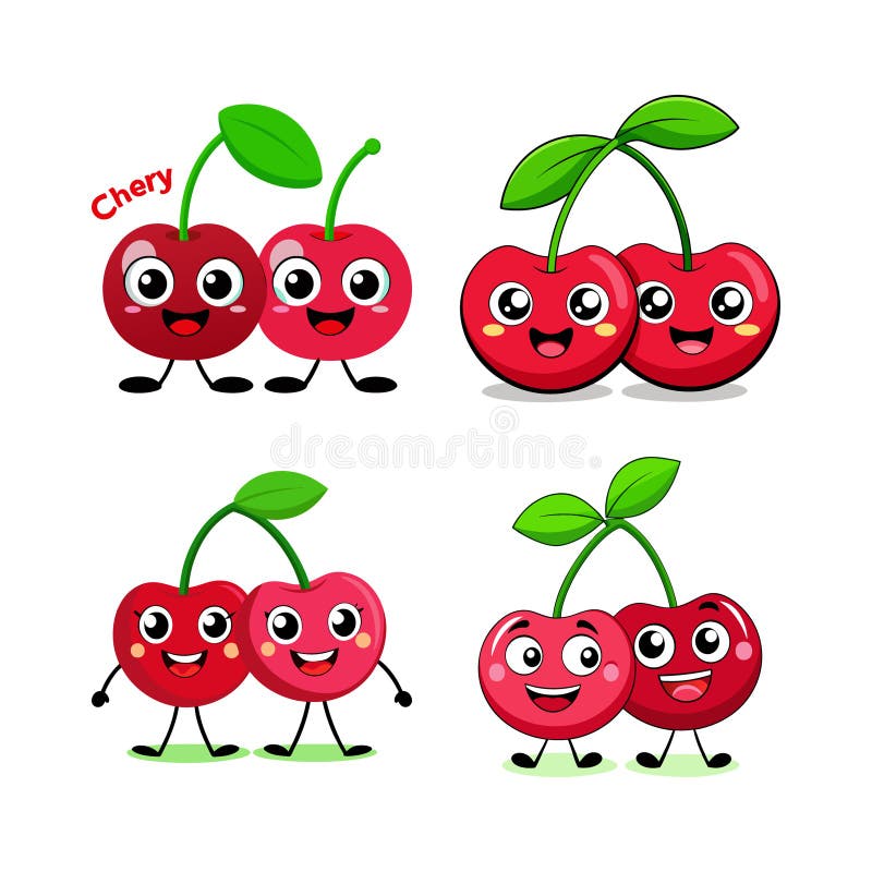 Cheeky Cherry: Cartoon Fruit Character Stock Vector - Illustration of ...