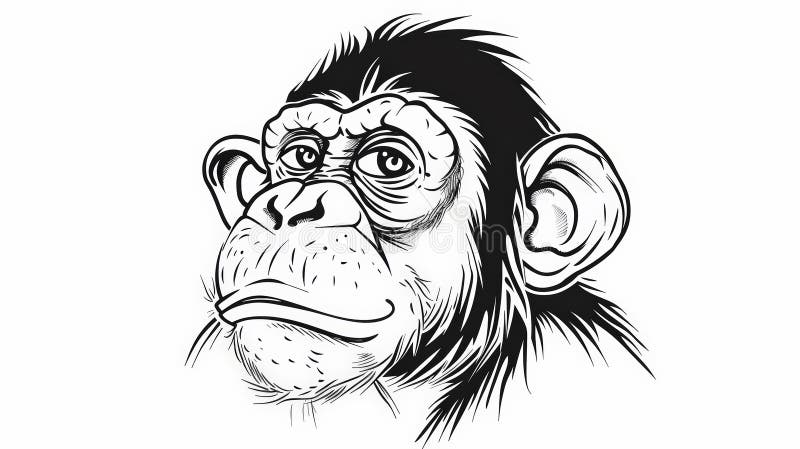 Cheeky Chimp: Playful Hand-Drawn Monkey Doodle Stock Illustration ...