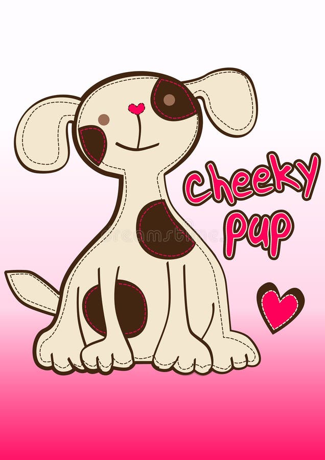 Cheeky Pup Embroidery with Heart Stock Vector - Illustration of ...