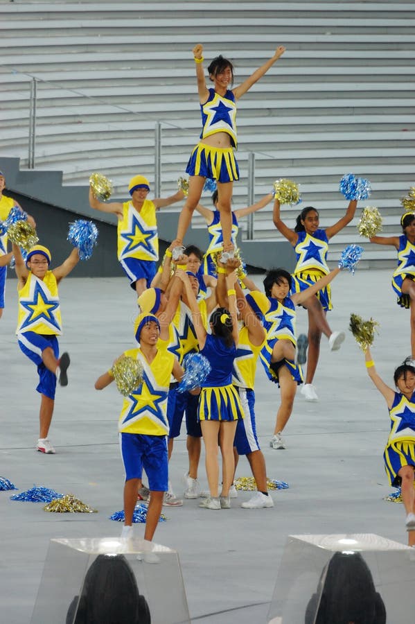 Cheer leaders performing editorial photography. Image of bright - 7350487