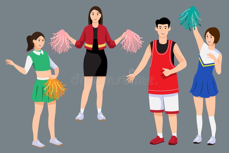 Cheer team character set stock vector. Illustration of celebration ...