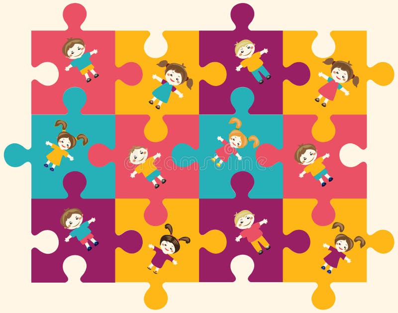 Cheerful Abstract Colorful Puzzle Pattern Background Stock Illustration ...