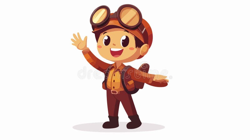 Cheerful Airplane Pilot Waving Vector Illustration Stock Vector ...
