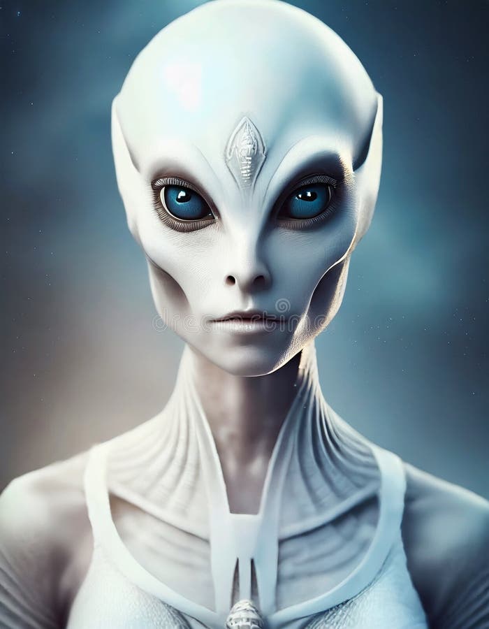 Cheerful Alien with Big Eyes Stock Illustration - Illustration of ...