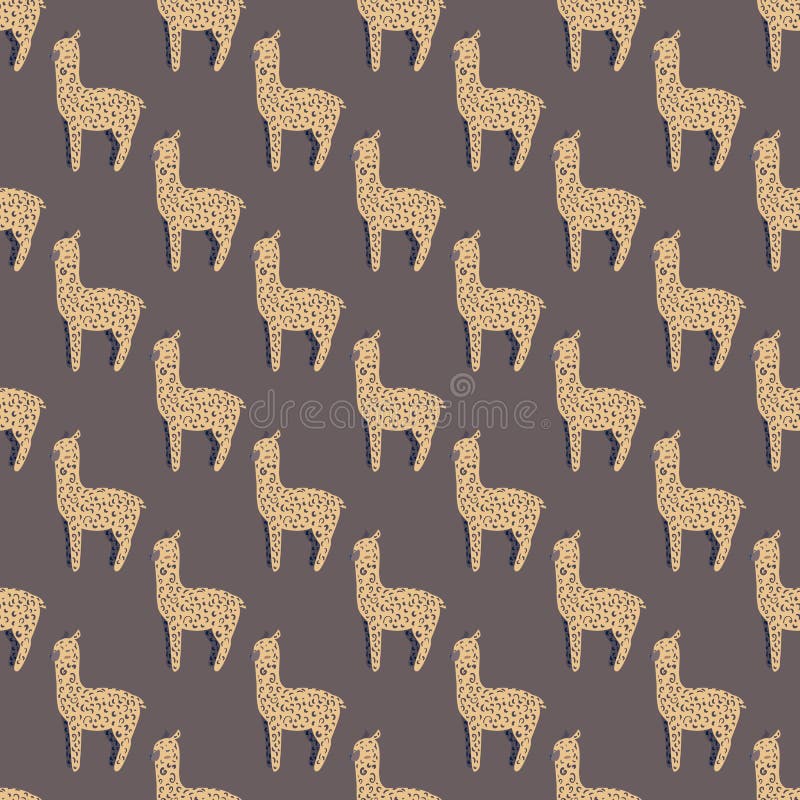Cheerful Alpaca Seamless Pattern. Background with Funny Llama in Doodle ...