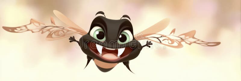 Cheerful Animated Bug with Huge Fangs and Bright Wings Stock ...