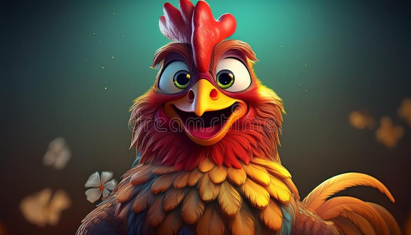 Cheerful animated chicken stock illustration. Illustration of cover ...