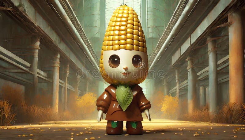 Cheerful animated corn stock illustration. Illustration of transport ...