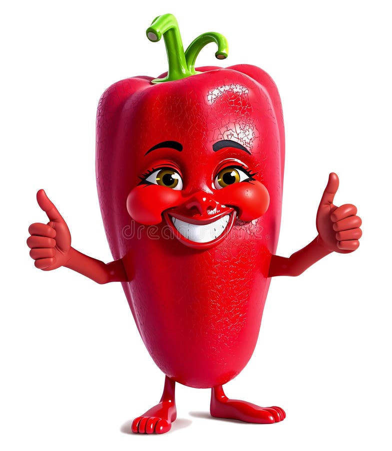 A Cheerful, Anthropomorphic Red Pepper Character with a Smiling Face ...