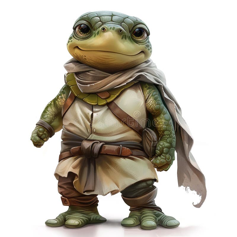 A Cheerful Anthropomorphic Turtle Character in Robes Standing ...