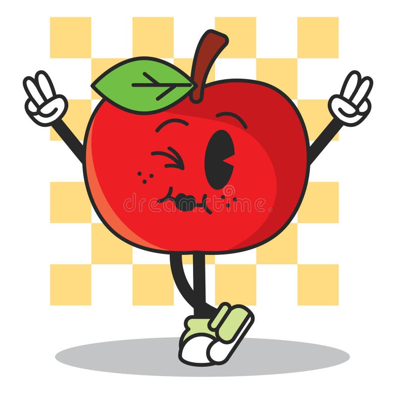 Cheerful Apple Cartoon. Vector Stock Vector - Illustration of character ...