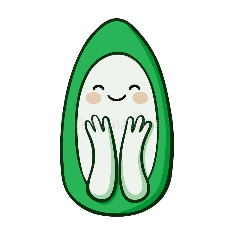 Cheerful Avocado in Green Shell. Stock Illustration - Illustration of ...